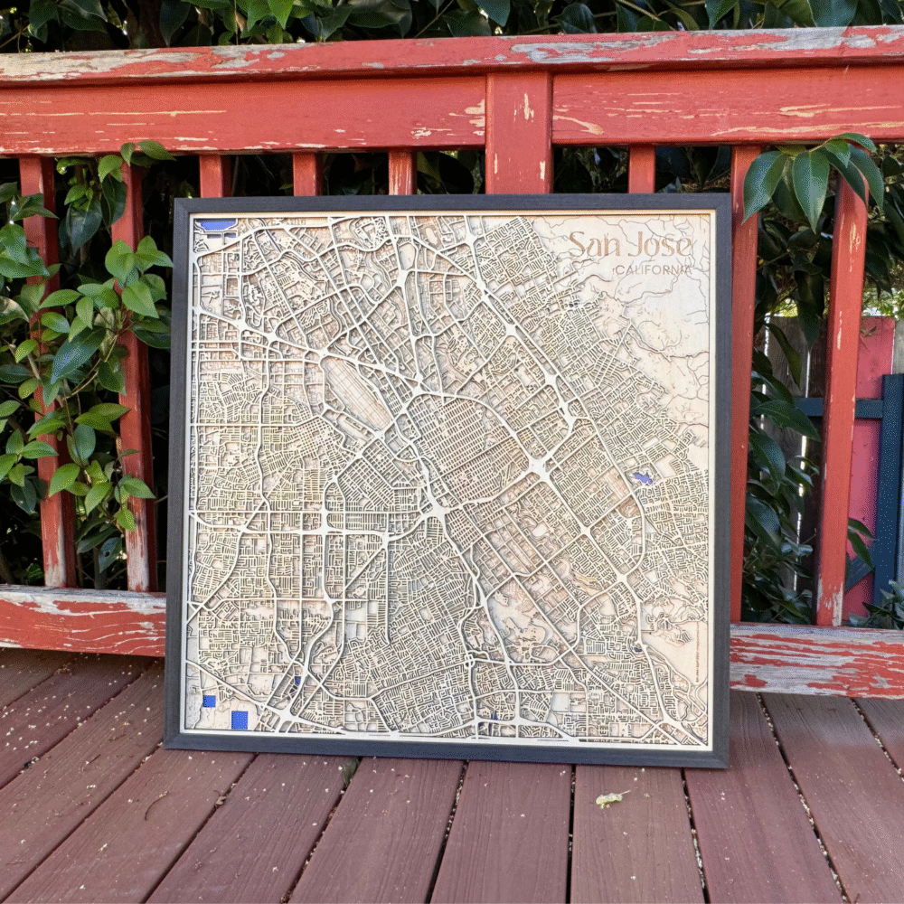 San Jose Wooden Map - Elegant Map