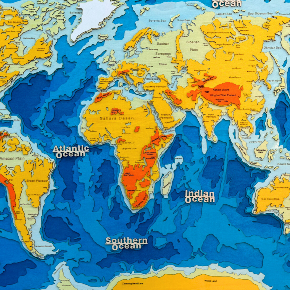 Elevated Art World Map - Elegant Map