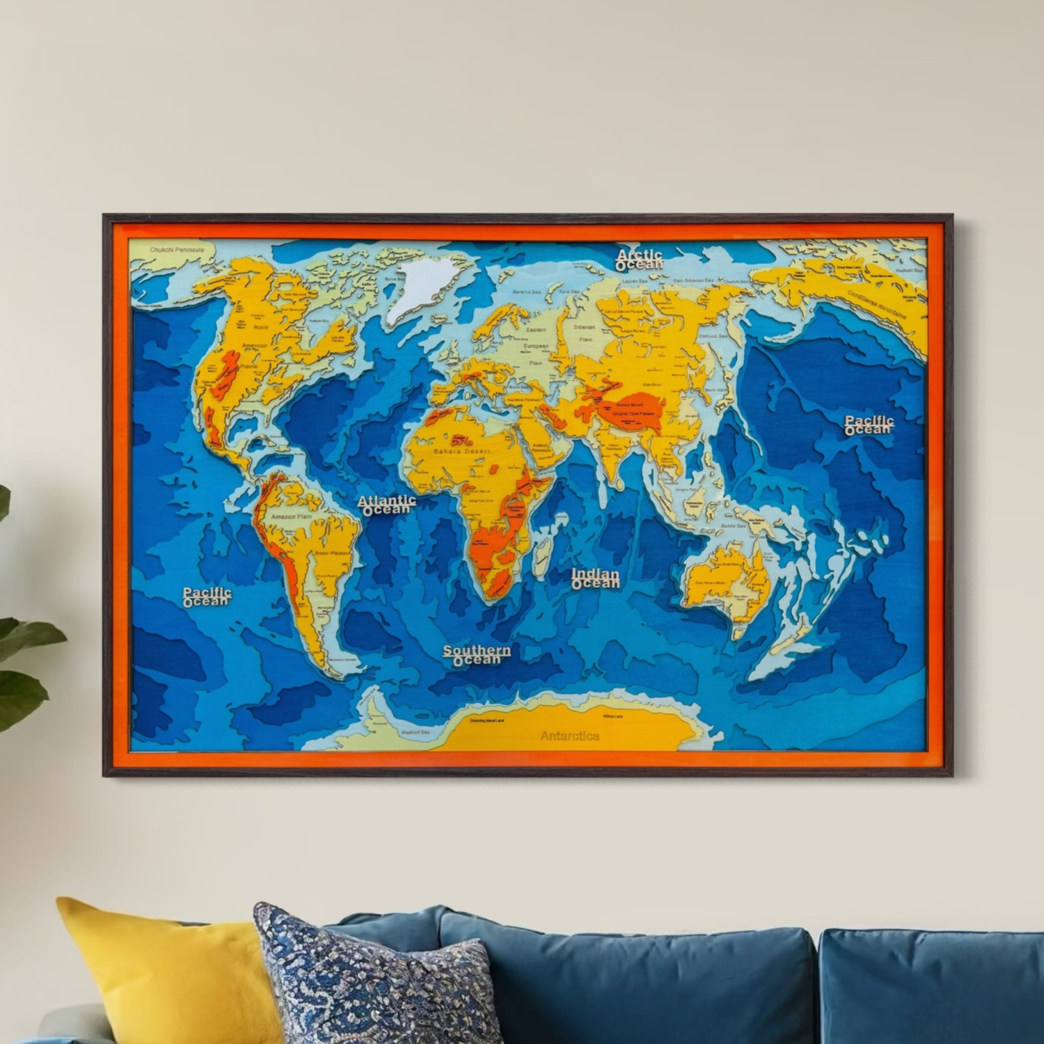 Elevated Art World Map - Elegant Map